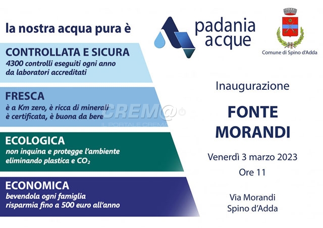 Padania Acque, apre la nuova fonte Morandi